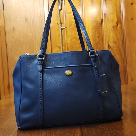 Coach | Bags | Coach Leather Navy Tote | Poshmark